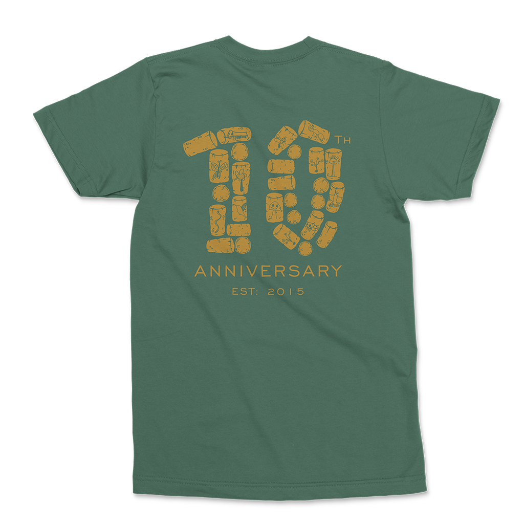 10 Year Anniversary - Cork T-Shirt | Two Wolves Wine Merch